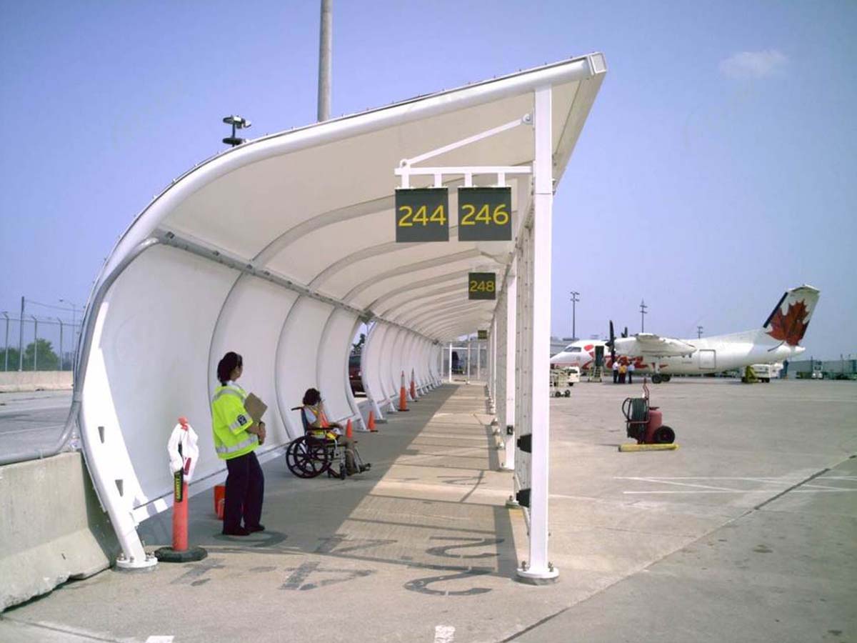 Airport Terminal Curbside Canopies - Airport Stop Station Tensile ...
