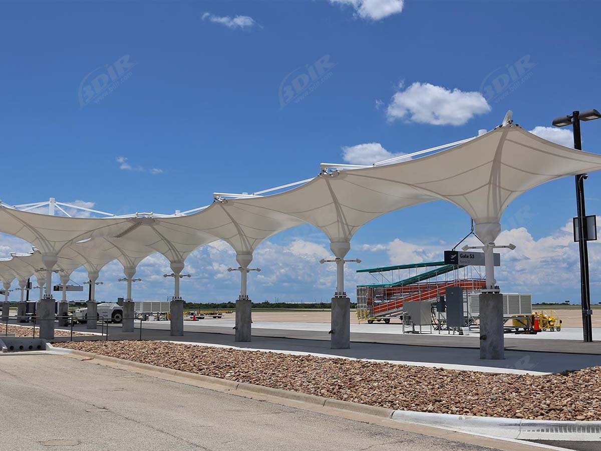 Airport Terminal Curbside Canopies - Airport Stop Station Tensile ...