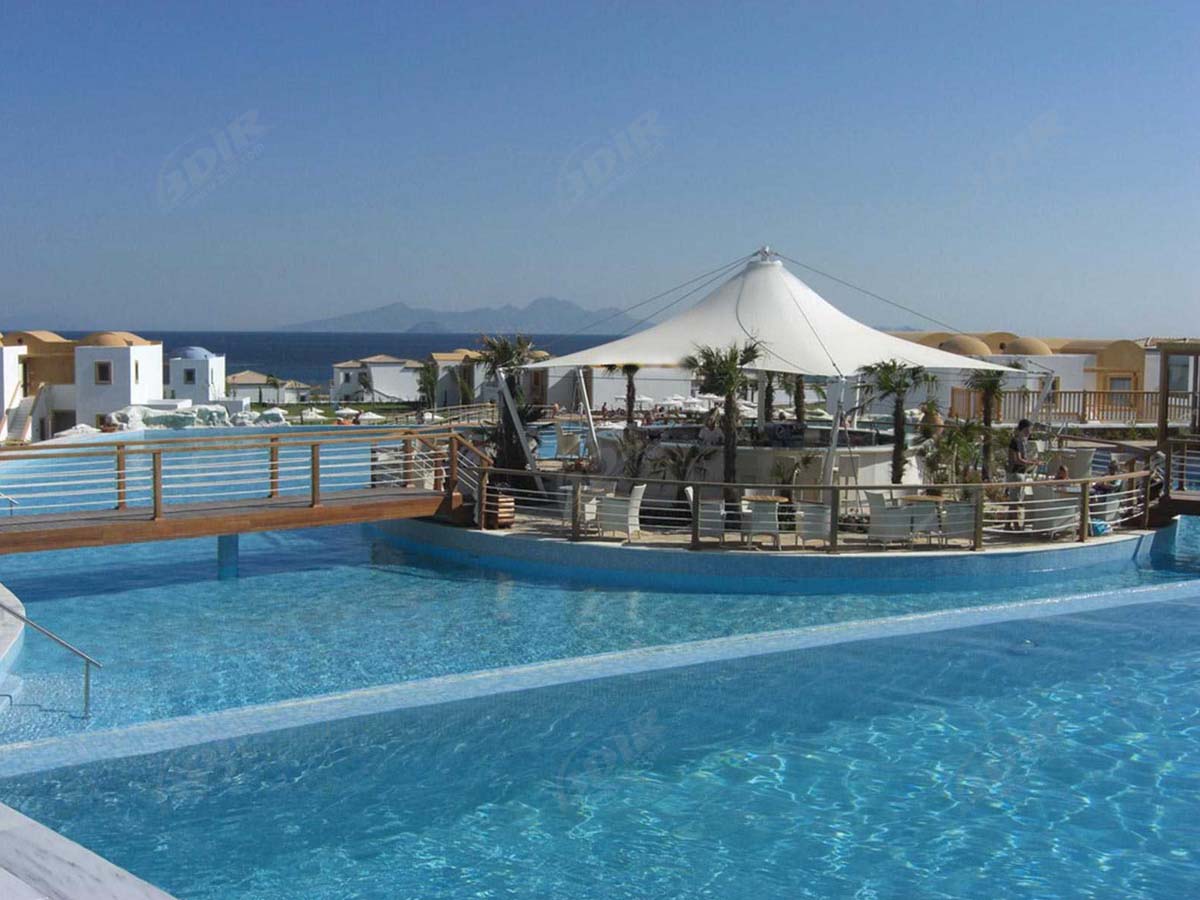 Tensile Fabric Structure for Swimming Pool - Pool Bar Shade Canopy