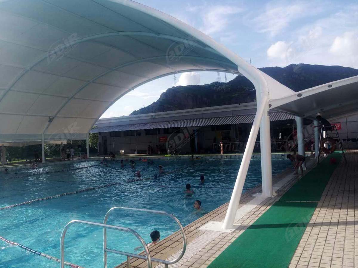 Tensile Fabric Structure for Swimming Pool - Pool Bar Shade Canopy