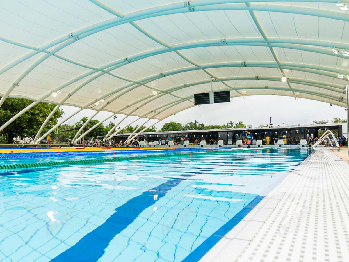 Tensile Fabric Structure for Swimming Pool - Pool Bar Shade Canopy