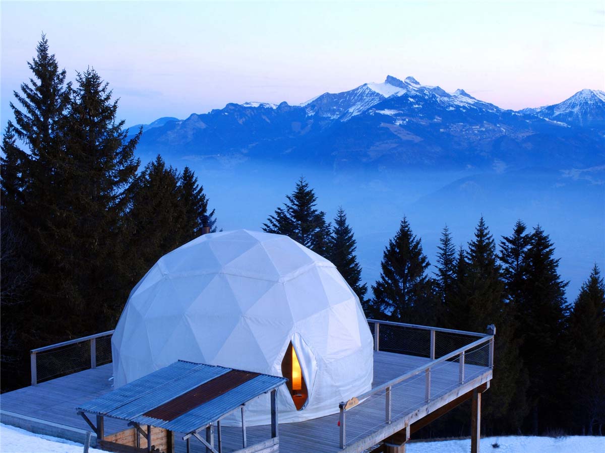 Swiss Eco friendly Domes Resort with 15 Geodesic Dome Tent Pods Lodges